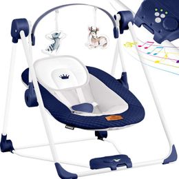 Kidiz Babywippe Babyschaukel mit 5 Geschwindigkeitseinstellungen zusammenklappbarer Baby Wippe Schaukel Babyhochstuhl mit Spielbogen Spielzeugen Navyblau