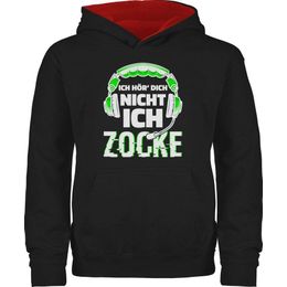 Shirtracer Hoodie Ich hör dich nicht ich zocke Headset Glitch Weiß Grün Kinderkleidung und Co