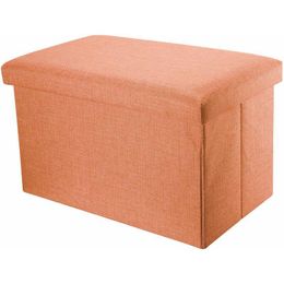 Intirilife - Sitzbank mit Stauraum 78x38x38 cm in mandarinen orange - Faltbare Sitzbank und Deckel aus Stoff in Leinen Optik - orange