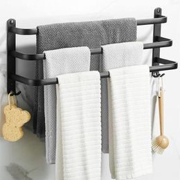 Handtuchhalter ohne Bohren,für Badezimmer küche badetuchhalter,50 x 24 x 14.4cm,Schwarz - Haloyo