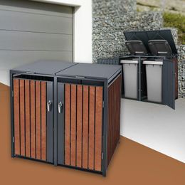 Mülltonnenbox für 2 Tonnen 240L 132x80x116,3 cm Stahl - ML-Design
