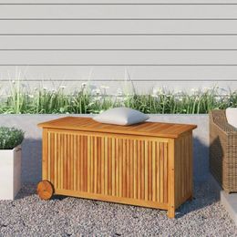 Gartentruhe,Auflagenboxen,Gartenbox Auflagentruhe mit Rollen 113x50x58 cm Massivholz Akazie CCA604393 MAISONCHIC