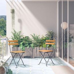 Bonnevie - Klappbare Gartenstühle 2 Stk. Gartensessel Stahl und Massivholz Akazie vidaXL