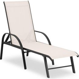 Uniprodo - Gartenliege Sonnenliege Liegestuhl Relaxliege Klappbar beige Alurahmen 160 kg