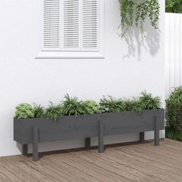 Hochbeet,Blumenkasten,Pflanzkasten Balkon, Terrasse, Garten Grau 160x30x38 cm Massivholz Kiefer VMEC793711 MAISONCHIC