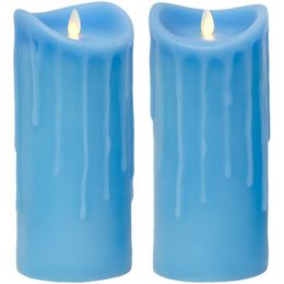 Tronje - led Candle incl timer made of real wax cylindrical Ø9,5cm 23cm flameless light - blau