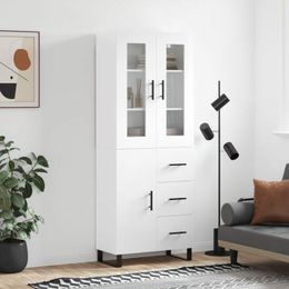 MAISONCHIC - Highboard,Kommode,Sideboard,Vitrine Hochglanz-Weiß 69,5x34x180 cm Holzwerkstoff VMEC752476