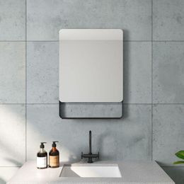 Badezimmerspiegel Wandspiegel 50x70 cm mit Ablage Schwarz matt Badspiegel ohne Beleuchtung Hängespiegel Moderne Wohnzimmerspiegel Rechteckige