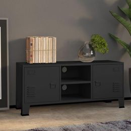 MAISONCHIC - TV-Möbel,TV-Schrank TV-Lowboard für Wohnzimmer TV-Hängeschrank Industrie-Stil Schwarz 105x35x42 cm Metall 51051