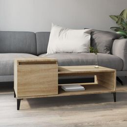 Couchtisch,Sofatisch Kaffeetisch, Wohnzimmertisch im Industrie-Design Sonoma-Eiche 100x50x45 cm Holzwerkstoff -FV66822 - Braun