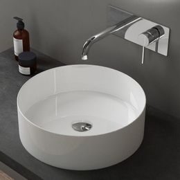 Aufsatzwaschbecken Keramik Waschbecken Rund Waschschlae 40x40x13 cm Gäste-WC weiß glänzend Handwaschbecken Waschtisch Brüssel203 - Glänzend weiß