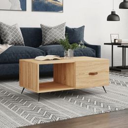 Couchtisch,Sofatisch Kaffeetisch, Wohnzimmertisch im Industrie-Design Sonoma-Eiche 90x50x40 cm Holzwerkstoff -FV82715 - Braun