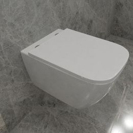 AICA SANITAIRE - aica Badezimmer Quadratisch Spülrandlos Hänge Wc Toilette Mit Slim Soft-Close-Sitz