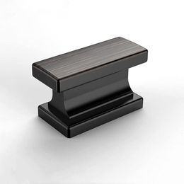 Petites Ecrevisses - 6 Stück Schrankgriffe Schwarz Gebürstet Möbelgriffe aus Metall für Tür Schublade Kleiderschrank mit Schrauben - Einzelloch
