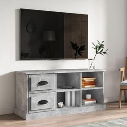 Bonnevie - Moderne TV-Möbel, TV-Lowboard TV-Schrank für das Wohnzimmer Betongrau 102x35,5x47,5 cm Holzwerkstoff -FV83353 - Grau