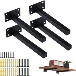 4 Stück Wandträger Metall Regal Unterstützung Wandregal Halterung für Küchen Wohnzimmer Büro Schwarz - 15cm