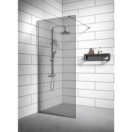 Badplaats Duschwand Rizani 100 x 200cm Dunkles Glas Duschabtrennung Chrom - Walk-In Dusche Nano Duschtrennwand - Chrom