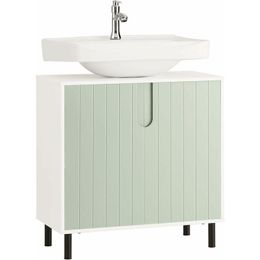 sobuy BZR139-GR Waschbeckenunterschrank Waschtischunterschrank Badezimmerschrank Waschtisch Unterschrank Badschrank Badmöbel Weiß-Grün bht ca. 60x60x30cm