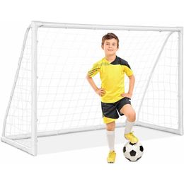 183 × 80 × 118,5 cm Fussballtor, Wetterfester Torwandtrainer mit Nylon-Netz für Kinder Fussballtraining, Stabile Torwand für Garten Sandstrand Schule