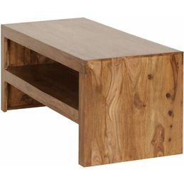 FineBuy - Couchtisch Massiv-Holz 110 cm breit Wohnzimmer-Tisch Design braun Beistelltisch Wohnzimmermöbel Echtholz rechteckig