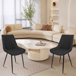 2er Set Küchenstuhl Polsterstühlen aus Metallbeine für Esszimmer,Wohnzimmer,Arbeitszimmer,Schlafzimmer,Lounge,Schwarz - Skecten