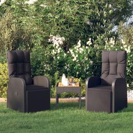 MAISONCHIC Relaxsessel mit Kissen,Gartenmöbel,Gartensessel 2 Stk. Verstellbar Schwarz Poly Rattan -42159