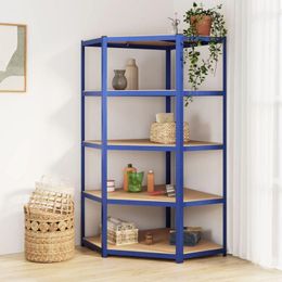 MAISONCHIC - Eckregal,Bücherregal,Pflanzenständer mit 5 Böden Blau Stahl & Holzwerkstoff VMEC530098