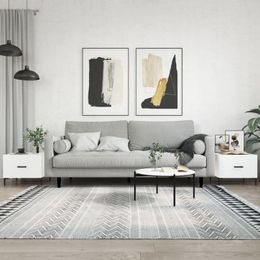 Bonnevie - 2er Couchtisch-Set, Sofatisch/Kaffeetisch für das Wohnzimmer, Wohnzimmertisch im Industrie-Design Hochglanz-Weiß 50x50x40 cm Holzwerkstoff