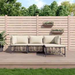 MAISONCHIC - 4-tlg. Garten-Lounge-Set, Gartenmöbel, Sitzgruppe Gartenset mit Kissen Anthrazit Poly Rattan LLOAQ355015