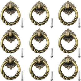 Petites Ecrevisses - 9 Stück Antike Möbelgriffe mit Schrauben Retro Ziehgriffe Ringe Türklopfer für Schrank Schublade Kommode
