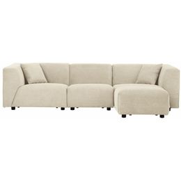 Modulares 3-Sitzer-Sofa + 1 Hocker aus Cord, beige monroe - Beige