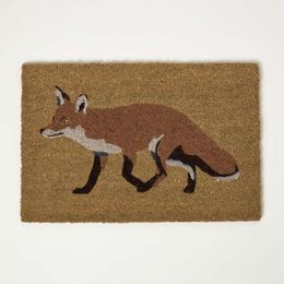Homescapes - Kokos-Fußmatte Fuchs 40 x 60 cm - rutschfeste Fußmatte mit Motiv - Mehrfarbig-Braun