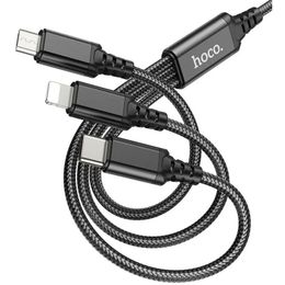 3in1 Kabel usb zu iPhone Anschluss + Micro + Typ c X76 schwarz 1 m - Hoco