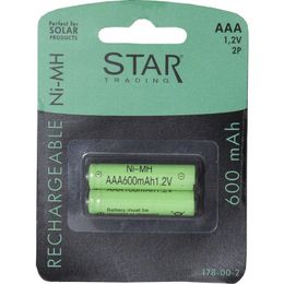 STAR TRADING - 2er Ersatz-Akku aaa Solarartikel 1,2V ni-mh 600mAh