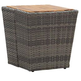 Beistelltisch,Kaffeetisch,Couchtisch Grau 41,5×41,5×43 cm Poly Rattan & Massivholz VMEC212158 MAISONCHIC