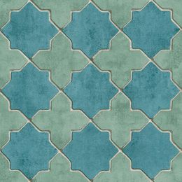 Bricoflor - Fliesen Tapete blau türkis Orientalische Vlies Fliesentapete in Mosaik Optik marokkanisch Arabische Vliestapete in Fliesenoptik für Küche
