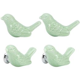 Woosien - 4 Set Keramikknöpfe in Vogelform, für DIY-Türen, Schubladen, Schränke, Möbelgriffe (grün)