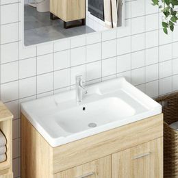 Waschbecken, Waschtisch, Handwaschbecken Weiß 81x48x23 cm Rechteckig Keramik LLOAQ311871 MAISONCHIC