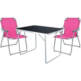 Mojawo 3-tlg Campingsessel Pink + Campingtisch-MMC330870B+2xMPO2600PI