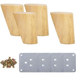 Petites Ecrevisses - 4x Tischbeine aus Holz 5cm Möbelbeine für Schrank Sofa Schräger Kegel Bettbeine mit Montageplatte und Schrauben
