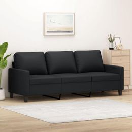 3-Sitzer-Sofa Schwarz 180 cm Kunstleder - Schwarz - Prolenta Premium