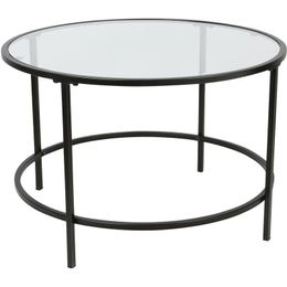 Haloyo - Runder Couchtisch, Wohnzimmer-Beistelltische, Eisen, Glas,Schwarz