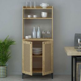 Sideboard 70x164h cm mit 2 Türen und offenen Fächern Farbe Eiche - Zanne