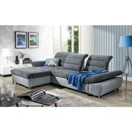 Fun Moebel - Ecksofa Schlafsofa mello Grau/ Dunkelgrau Ottomane Links