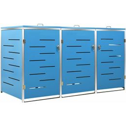 Mülltonnenbox für 3 Tonnen 207x77,5x112,5 cm Edelstahl - Blau - Maison Exclusive