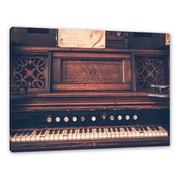 Pixxprint Leinwandbild altes Klavier schwarz-Weiß