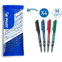 Pi.lot Pilot - V-Sign Fineliner Marker Pen - Medium - Black/Blue/Red/Green - Pack of 4