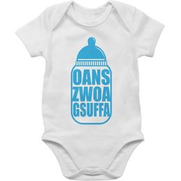 Shirtracer Shirtbody Babyflasche Oans Zwoa Gsuffa blau Mode für Oktoberfest Baby Outfit