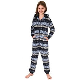 Normann Pyjama Mädchen Jumpsuit Overall Schlafanzug langarm Norwegermotiv