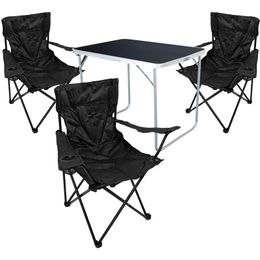 Mojawo 4-tlg Campingsessel Schwarz + Campingtisch-MMC330870B+3xMPO2430